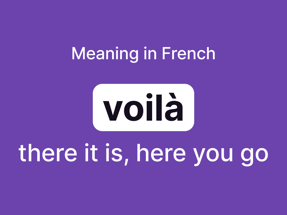Voilà: meaning in French (with examples translated into English)
